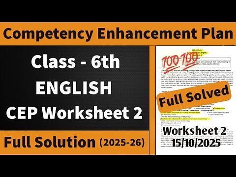 Class 6th English CEP Assignment 2 2025 | Class 6th English CEP Worksheet 2 full solution 2025 #Pseb