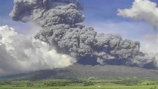 Philippine volcano eruption sends villagers fleeing for safety as homes are blanketed in ash