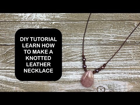 Learn how to make an easy beachy leather knotted necklace with a sliding clasp. Leather Jewelry DIY