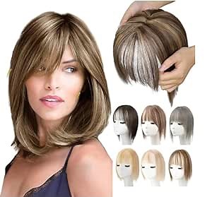 Natural Hair Toppers With Bangs For Women Adding Hair Volume Topper (BROWN)