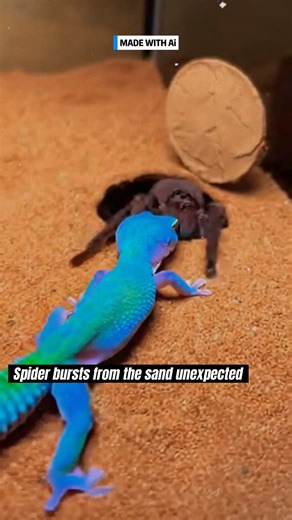 The clash for the desert throne begins now. The relentless Electric Blue Gecko confronts the Trap Door Spider in a high-stakes standoff. #NatureStandoff #ReptileDomination #ArachnidIntruder #GeckoVsSpider #DesertSurvival ⚙️ AI-generated nature dramatization — no real creatures involved. | Insects Zone