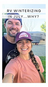 ⚠️Save for winter⚠️ We had to winterize our trailer in July since we are headed cross country with a Uhaul and won't be back until after it freezes! Even though its hot now, Cold weather is coming eventually. Make sure you're prepared! Here’s your RV winterizing checklist- save so you don't miss any steps: - 🧊 Drain and bypass the water heater to prevent freezing and damage - 🚿 Flush all water lines with RV antifreeze—don’t forget the toilet and shower - 🌬️ Check roof vents and seals to avoid