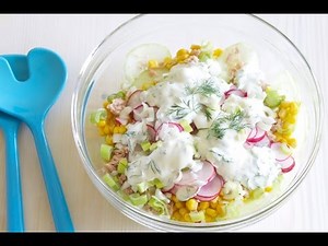 Cucumber salad recipe with sweet corn, red radish and tuna [Recipe Diary]
