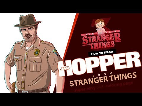 How to draw Jim Hopper | Stranger Things 3 super easy with coloring page