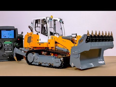 UNBOXING LESU LR 636 RC HYDRAULIC TRACK LOADER LIEBHERR REPLICA, FOLDING SHOVEL, REAR RIPPER, RTR