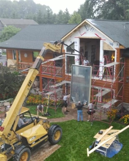 From frozen temps to green grass — a look back at a 400-lb window install from last year. Always satisfying to see a plan come together. #LarryMeyerConstruction #QualityCraftsmanship #WisconsinHomes Kolbe Windows and Doors | Larry Meyer Construction Co., LLC