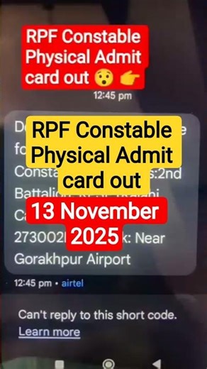 RPF Constable Physical Admit card out 😯 #rpfconstable #rpfphysical #rpf2025