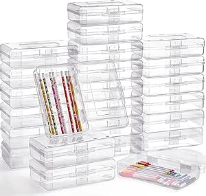 Amazon.com: 24 Pack Pencil Case for School Pencil Boxes Bulk Large Clear Plastic Crayon Box Marker Bead Pen Containers with Snap Lids Back to School Supplies Classroom Stationery Organizer for Craft(Transparent) : Arts, Crafts & Sewing