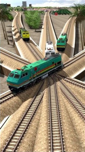 Many locomotives cross crossing tracks #train #railway #automobile #gaming