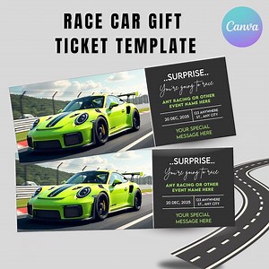 Race Car Ticket Template: Editable Surprise Gift (canva Template) - Etsy