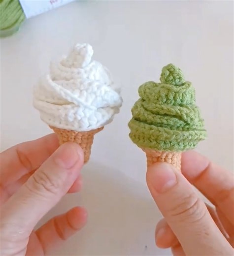 23K views · 308 reactions | Learn how to crochet this adorable mini ice-cream cone! Perfect as a keychain, bag charm, or cute doll accessory. Follow along step by step to make both matcha and classic flavors. Easy to crochet and super fun to create! Full instructions included. #CrochetTutorial #MiniIceCreamCone #AmigurumiCrafts | Jonalyn B. Mangunay | Facebook