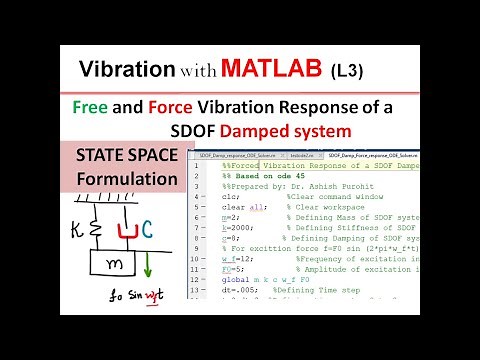 FREE and FORCED vibration of DAMPED system in MATLAB|| SDOF||State Space|| Vibration with MATLAB L3
