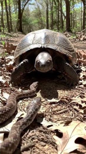 What happens when a snake gets too friendly with a turtle? 🤔 #animals