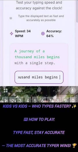 "Typing Speed Challenge! 🏁 Kids vs Kids – Who’s the Fastest & Most Accurate?"
