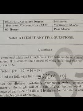 1429 Business Mathematics AIOU spring past paper 2024 #aiou#papers