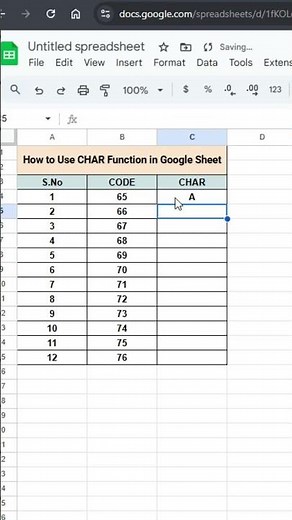 How to Use CHAR Function in Google sheet