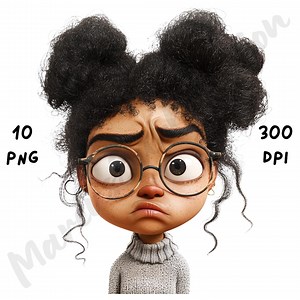 10 PNG Quirky Grumpy Black Girl Clipart, Cute Afro Whimsical Girl Sublimation, Printable Watercolor, Instant Download, Digital Paper Crafts - Etsy