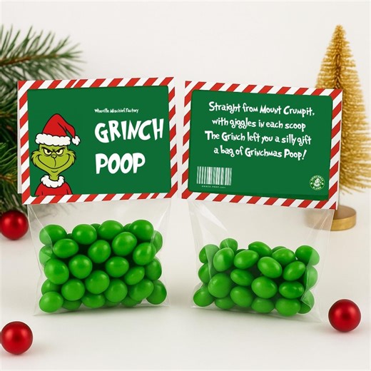 Grinch Poop Printable Treat Bag Topper Label | Funny Christmas Party Favor - Etsy Australia