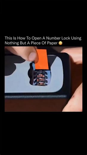 explains📚 on Instagram: "Opening a number lock with just a piece of paper sounds impossible… but it’s actually pure mechanics 🔐😳 Inside every combination lock, each wheel has a tiny notch called a gate. When all gates line up, the locking bar drops into place and the lock opens. Normally, you only reach those gates by entering the correct code. But this method works by sliding a thin piece of paper between the wheels and feeling for the exact moment it slips into the gate. That tiny “drop” te