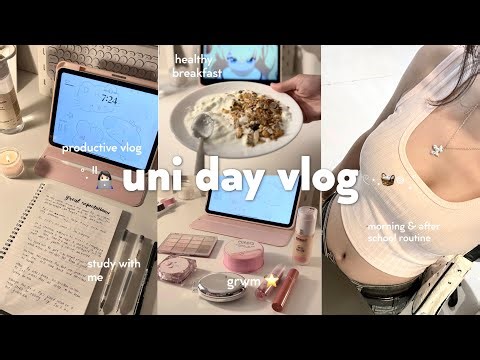 uni study vlog 🥣 👛| 5 am study routine, productive mornings, grwm, whats in my uni bag