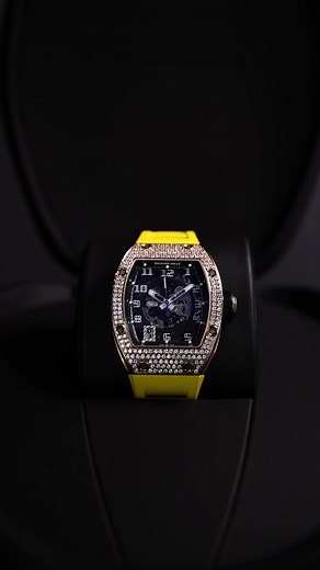 Richard Mille RM010 Rose Gold Diamond Afterset. Richard Mille’s RM010 is designed in a 48mm x 39mm 18k rose gold case equipped with an exhibition caseback revealing the automatic movement. Beneath the sapphire-crystal glass, inlays a skeletonized dial with white luminescent hands and Arabic markers. It is completed with a black rubber strap and deployant buckle. 2008 Model. Complete set with the original box & paperwork. Also comes with the original rose gold casing. We will also be offering a 1
