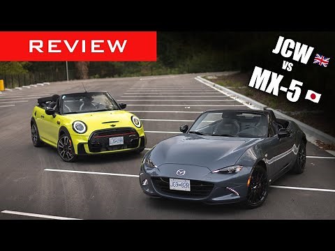 Comparison Review: 2022 JCW Mini Cooper Convertible vs 2021 Mazda MX-5 / Drop Top Sports Cars