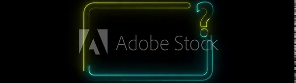 Neon Rad Rounded Rectangle Outline with Glowing Question Mark Animation for UI/UX Alert Popups, Warning Messages, Error Notifications, Digital Interface Signals and Tech Graphic Elements