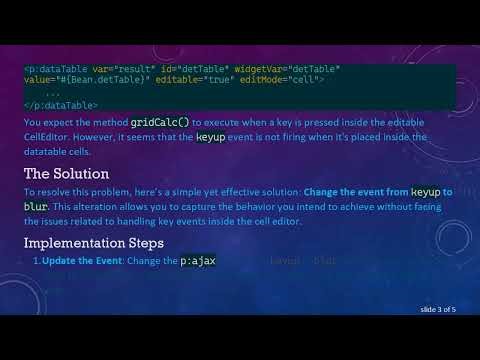 Troubleshooting p:ajax in PrimeFaces: keyup Event Not Firing in CellEditor