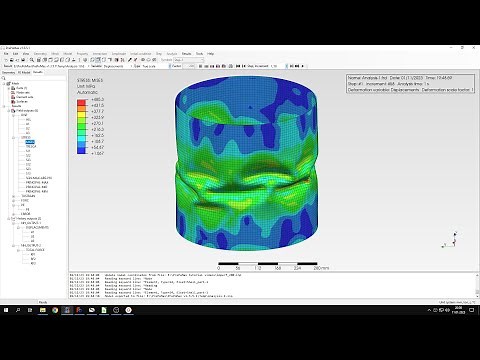 PrePoMax (CalculiX FEA) - Tutorial 30 - Nonlinear buckling of a cylindrical shell