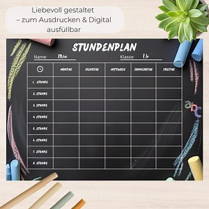 Chalk School Timetable | Canva Template and A4 PDF | Editable & Customizable | Elementary School Timetable to Print - Etsy Canada