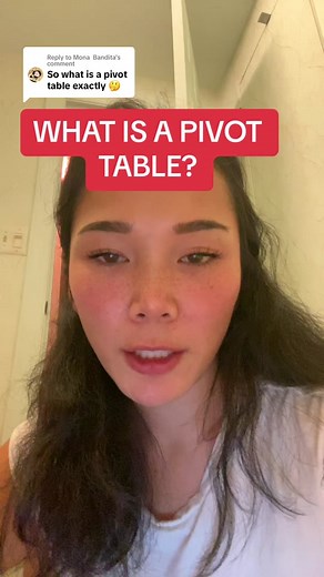 Replying to @Mona Bandita A pivot table gives you a summary table of a large data set, so you can see things like totals of columns quickly that would take a long time to add manually #exceltips #dataanalytics #dataanalyst