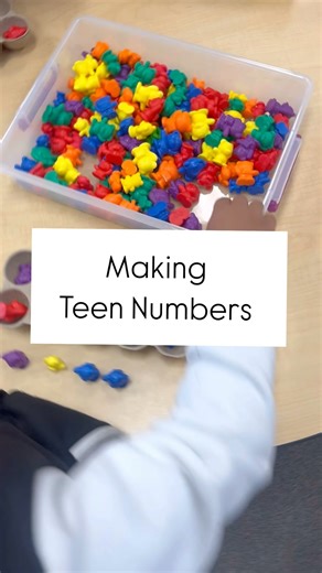Katie and Stacy ⭐️Low Prep, High Engagement Activities on Instagram: "We started Teen Numbers today and this is such a fun way to practice building teen numbers. These 10 frame counters came with our math curriculum but comment TEEN and we will send you a link with some other ten frames you can use in your classroom!"