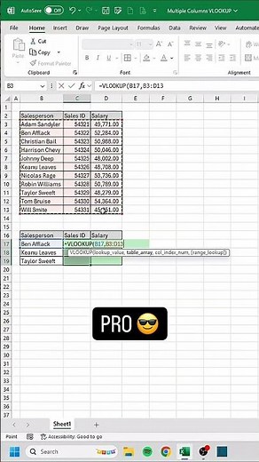 Multiple Columns VLOOKUP in excel‼️ #cheatsheets #excel #googlesheets