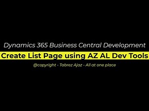 Create List Page using AZ AL Dev Tools for Dynamics 365 Business Central ClassApp Extension