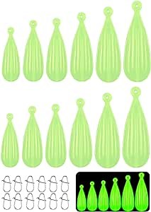 Lenwen 12 Pieces Fishing Practice Plug Soft PVC Bait Casting Plug 6 Mixed Sizes Weight Over 14 Years Fishing Lures for Improving Casting Skills, 1/5, 1/4, 3/8, 2/5, 1/3, and 3/4 oz