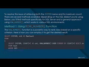 How to Retrieve the SYSTEM Column and Its Maximum Count Value in SQL