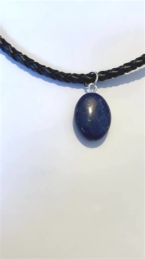Lapis Lazuli Necklace: on Black Platted Leather Cord - Etsy