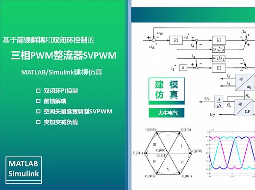 三相PWM整流器（一） 双闭环控制SVPWM前馈解耦控制三相整流器MATLAB/Simulink仿真