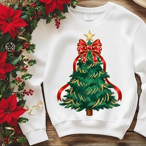 Christmas Tree PNG With Flowing Red Ribbon and Star Topper, Holiday Sublimation Design, Festive Clipart for Cards, Mugs, Stickers and More - Etsy