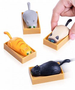 Racing Cats in a Box: Pull-back racers styled like a kitty in a cardboard box.