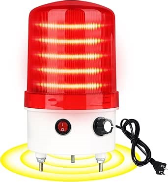 Industrial LED Rotating Warning Light, AC110V-120V Red Strobe Light for Public Emergency Alarms, Indoor/Outdoor Safety Siren with Volume Adjustment/Plug and Buzzer