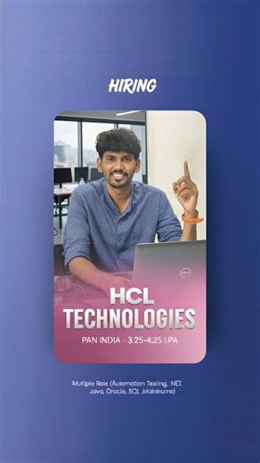 Besant Technologies Velachery on Instagram: "🚀 HCL Hiring Freshers – Multiple Roles! Kickstart your IT career with HCL Technologies, one of India’s top tech giants! 🌟 💼 Roles: Automation Testing, .NET, Java, Oracle, SQL, Mainframe 📍 Locations: Noida, Madurai, Vijayawada, Nagpur, Hyderabad, Pune, Lucknow, Chennai, Bengaluru 💰 Package: ₹3.25 – ₹4.25 LPA Join HCL’s innovation-driven team and work on cutting-edge technologies that shape the digital future. Perfect for tech enthusiasts ready to 
