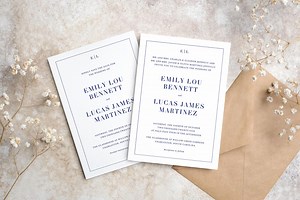 Monogrammed Formal Wedding Invitation Suite: Minimalist Canva Template (Digital Download)