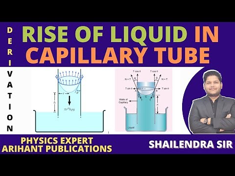 DERIVATION OF FORMULA FOR RISE OF LIQUID IN CAPILLARY TUBE CAPILLARITY BY CONCEPT OF FORCE CLASS 11