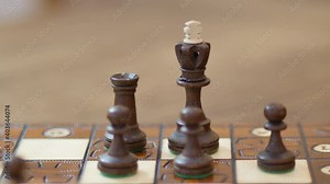 Black castling by moving rook and king. chess game. Business, competition, strategy, leadership and success concept. Chess financial business strategy concept. King on the chessboard