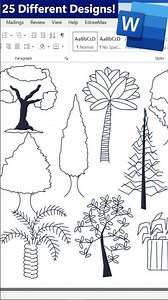 Draw 25 Architectural Trees in MS WORD! 🌲🌴