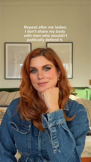 Ashley James on Instagram: "Repeat after me: I don’t share my body with men who wouldn’t politically defend it. 💪 With our rights being rolled back around the world, I keep coming back to the same thought. War, greed and oppression are still overwhelmingly driven by men in power, while women are told we’re too emotional, too demanding, too “liberal” for wanting basic rights. What’s wild is this: women make up just over half the global population. And yet patriarchy survives because internalised