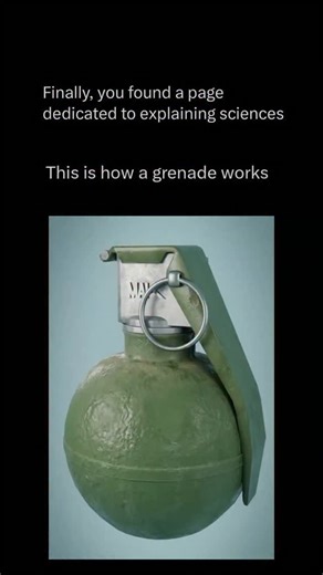 Explaining All Sciences on Instagram: "Follow @xplainingscience to learn everything about science, one post at a time 💣🧠 A grenade works by converting stored chemical energy into a rapid release of force through a controlled detonation mechanism, designed to occur after a short delay. When activated, the safety lever is released, allowing an internal striker to ignite a delay element that burns for a few seconds before triggering the main explosive charge. This explosion causes the grenade’s c