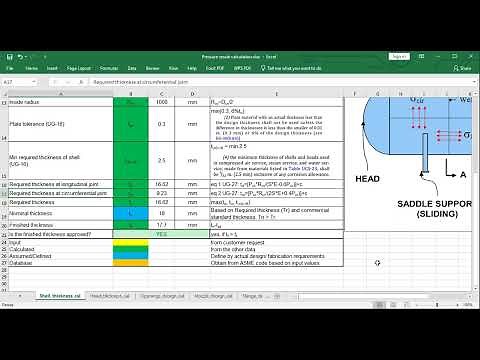 Shell thickness calculation for the pressure vessel based on ASME BPVC Div.1