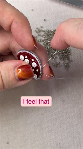 1.7K views · 357 reactions | Do you like sitting back and watching me embroider a couple of stitches? Or is it so slow it irritates you? I feel I should show beading in real time occasionally, despite the speedy demands of social media, so I don’t give the wrong impression. It’s a slow, relaxed craft - not a fast frenzy! #slowandsteady #relaxed #beadedjewellery #beadembroidery #toadstoolbrooch #beadedbrooch #beads #seedbeads | Bumblebead Crafts | Facebook